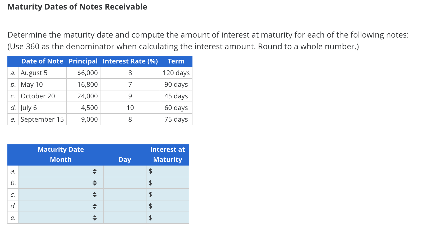 Solved Maturity Dates of Notes Receivable 8 Determine the | Chegg.com Solved Maturity Dates of Notes Receivable 8 Determine the | Chegg.com