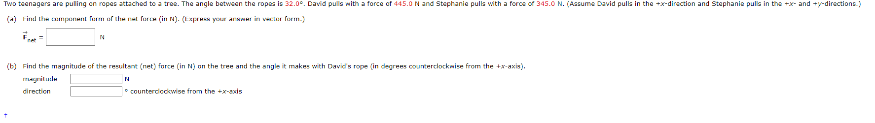 Solved (a) Find the component form of the net force (in N). | Chegg.com