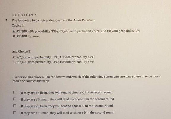 Solved QUESTION 1 The following two choices demonstrate the | Chegg.com