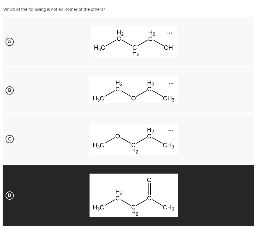 Solved Which of the following is not an isomer of the | Chegg.com