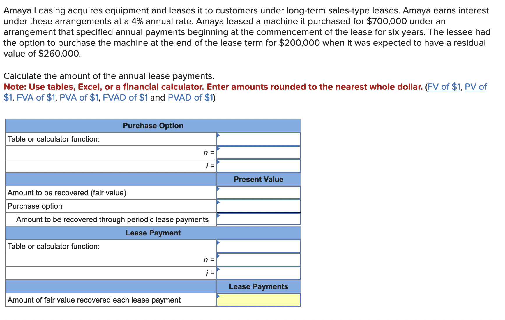 Solved Amaya Leasing acquires equipment and leases it to | Chegg.com