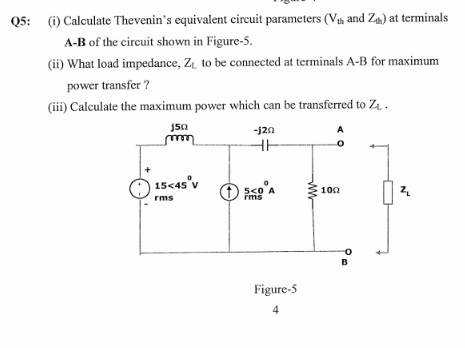 Solved Q5: (i) Calculate Thevenin's equivalent circuit | Chegg.com