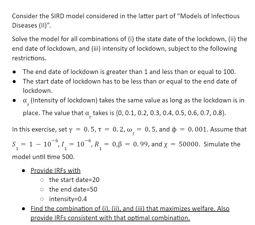 Consider The Sird Model Considered In The Latter Part