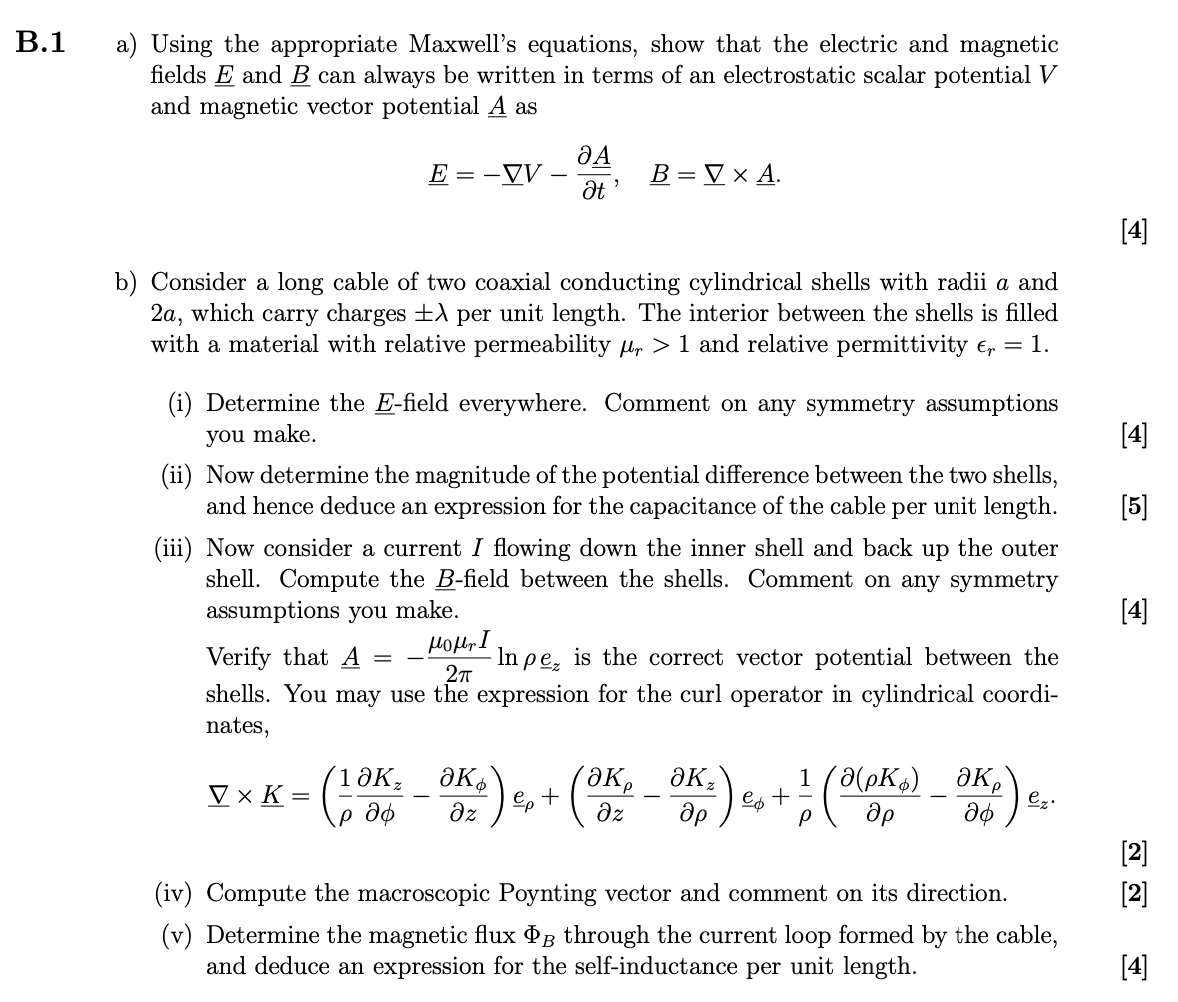 Solved B.1 a) Using the appropriate Maxwell's equations, | Chegg.com