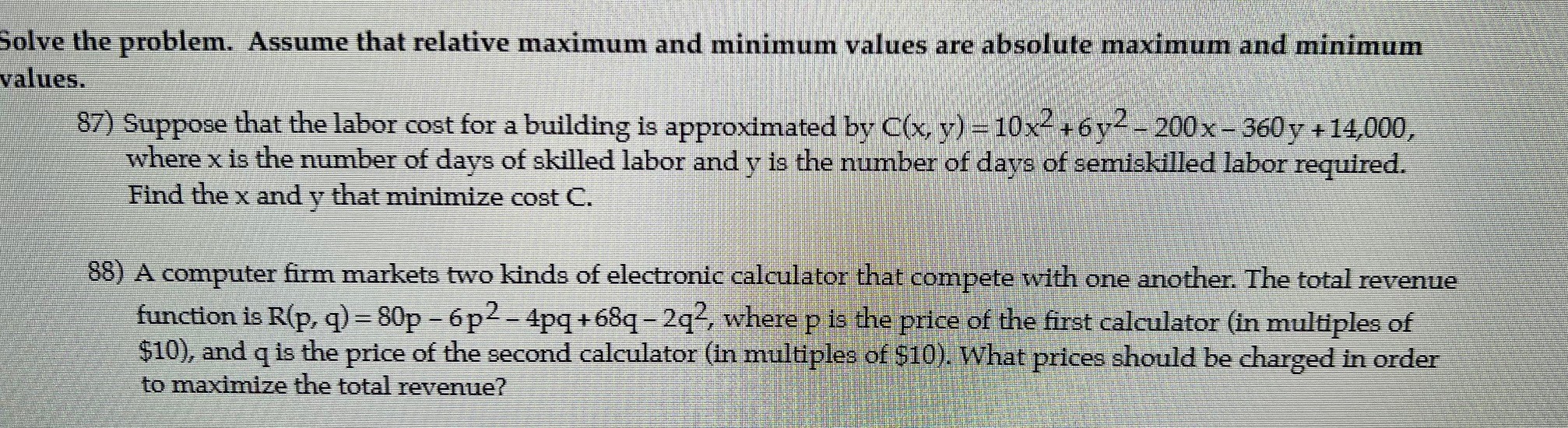 Solved Ive the problem. Assume that relative maximum and | Chegg.com