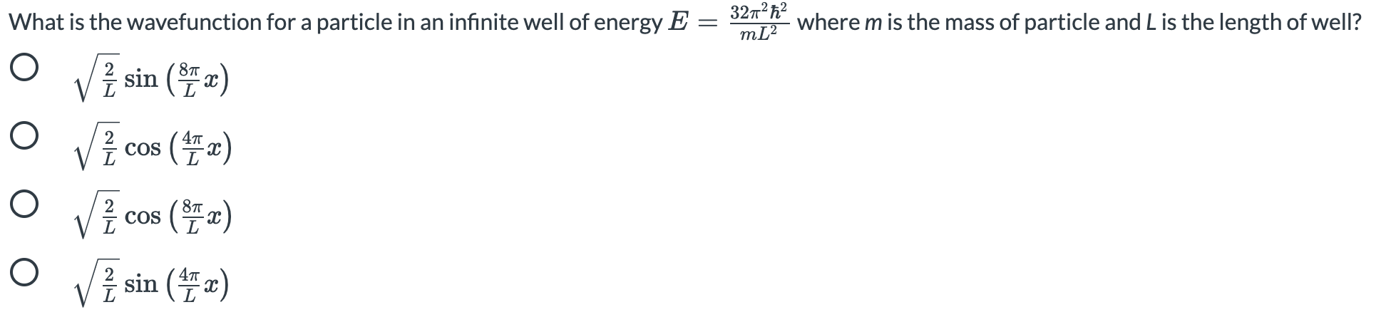 Solved What is the wavefunction for a particle in an | Chegg.com