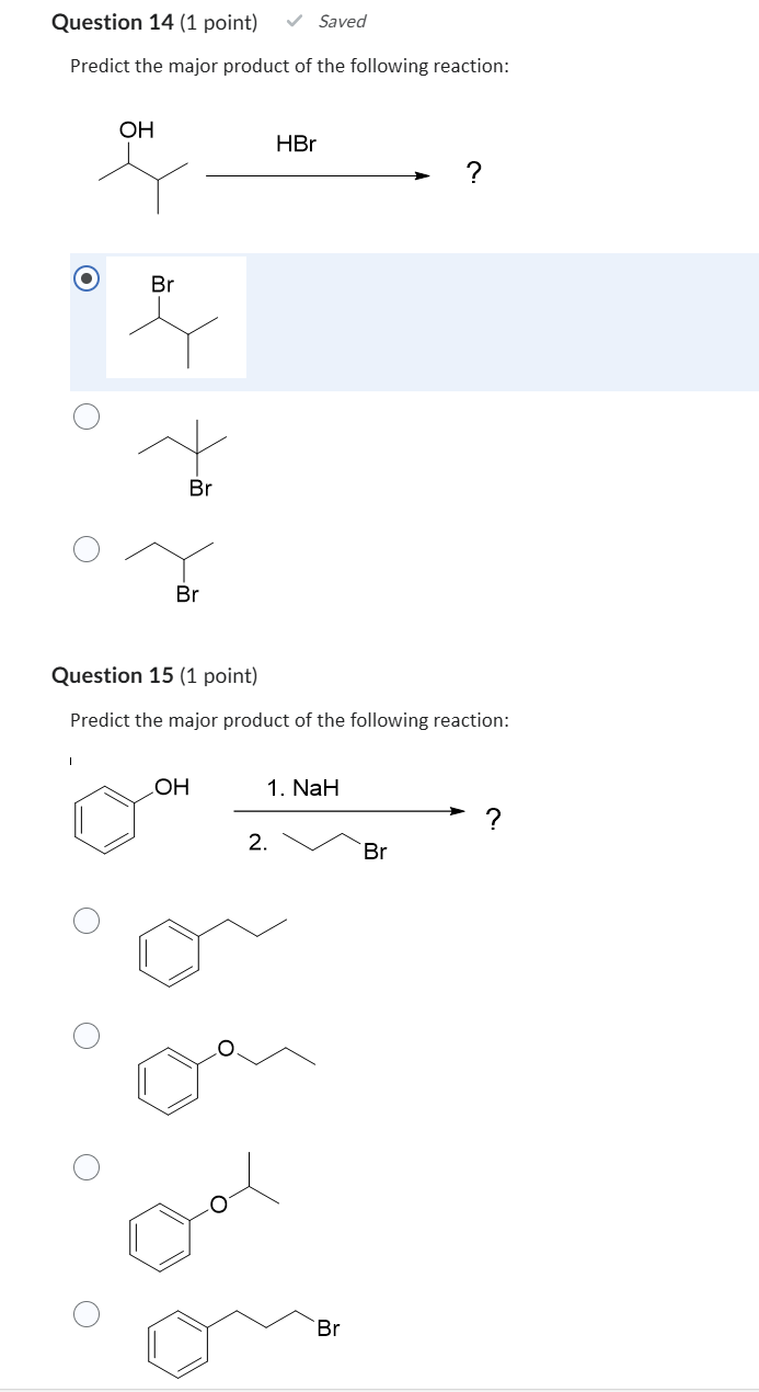 Solved Question 14 (1 ﻿point)Predict the major product of | Chegg.com