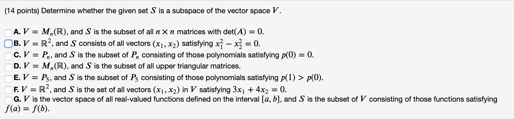 Solved (14 points) Determine whether the given set S is a | Chegg.com Solved (14 points) Determine whether the given set S is a | Chegg.com