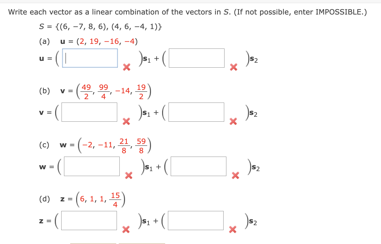 Solved Write each vector as a linear combination of the | Chegg.com