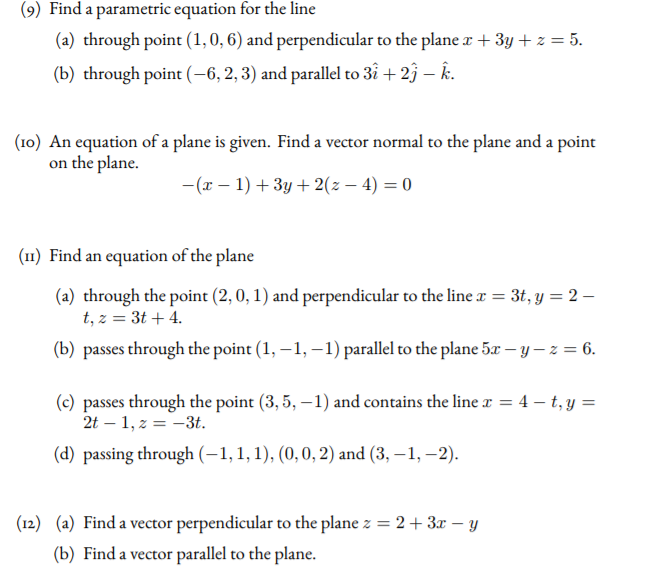 Solved 9 Find A Parametric Equation For The Line A