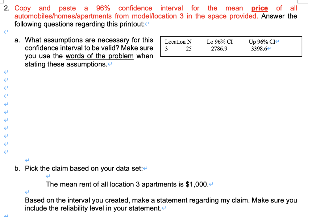 Solved Copy and paste a 96% confidence interval for the | Chegg.com