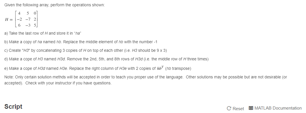 Solved Given the following array, perform the operations | Chegg.com