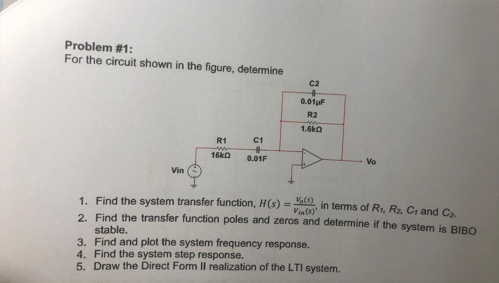 Solved Problem #1: For the circuit shown in the figure, | Chegg.com