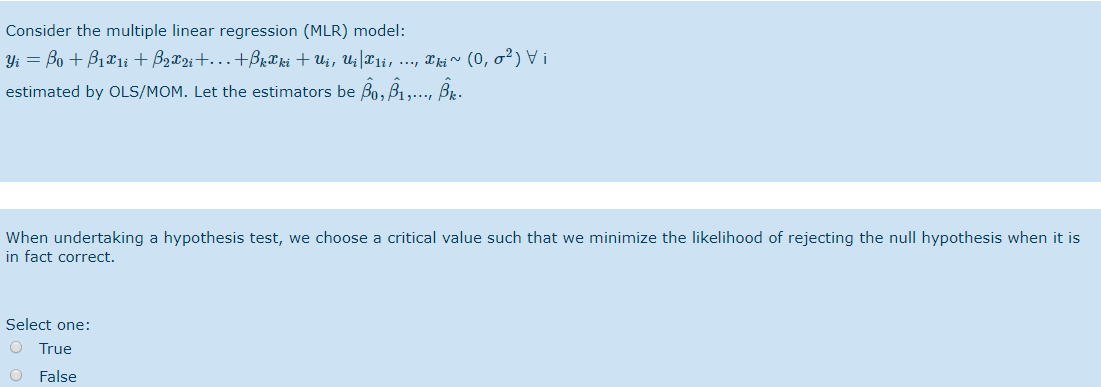 Solved Consider the multiple linear regression (MLR) model: | Chegg.com