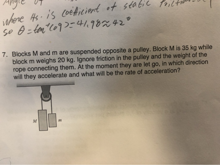 Solved Angte07 7. Blocks M and m are suspended opposite a | Chegg.com