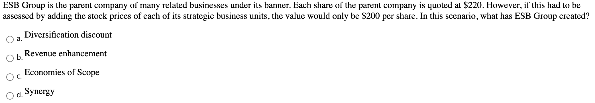 Solved ESB Group is the parent company of many related | Chegg.com
