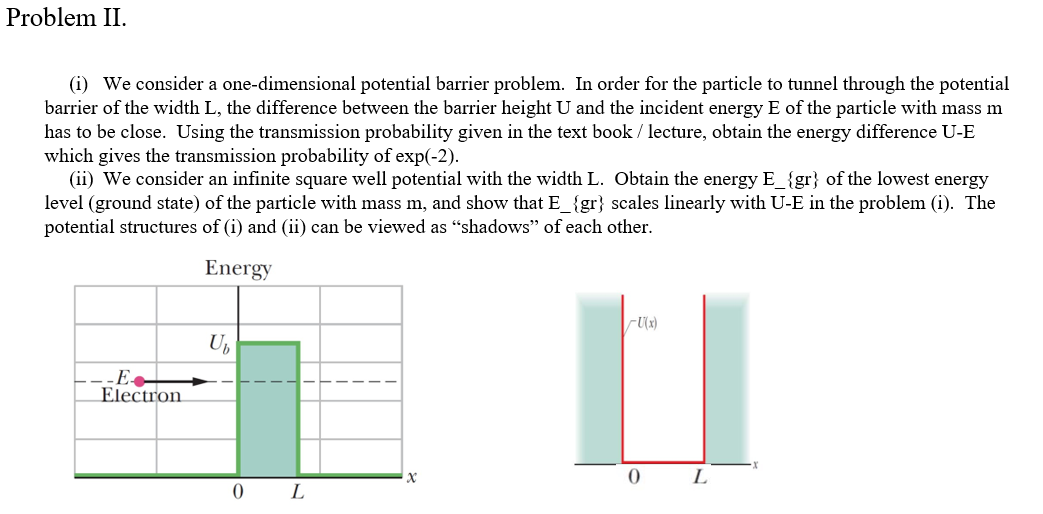 Solved Problem II. (i) We consider a one-dimensional | Chegg.com