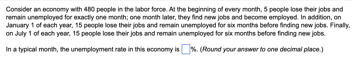 Solved Consider an economy with 480 people in the labor | Chegg.com
