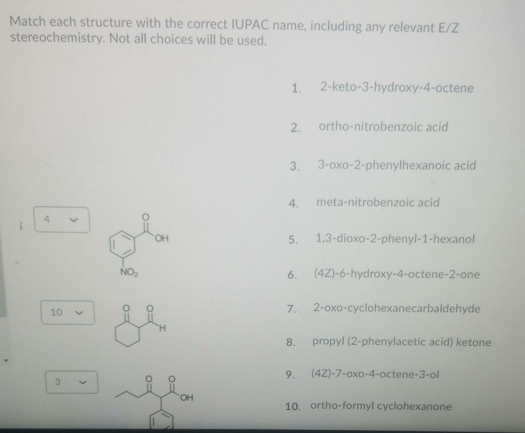 Solved Match each structure with the correct IUPAC name, | Chegg.com