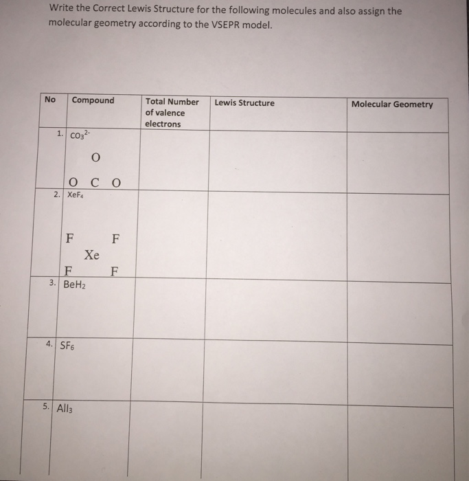 Solved Write the Correct Lewis Structure for the following | Chegg.com