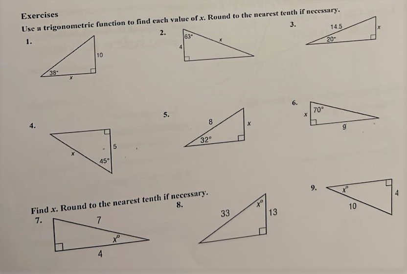 Solved Exercises Use a trigonometric function to find each | Chegg.com