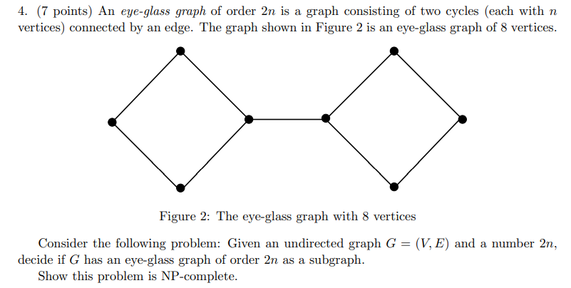 Solved 4. (7 points) An eye-glass graph of order 2n is a | Chegg.com