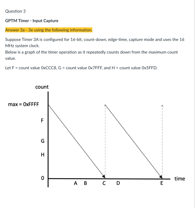 Solved Question 3 GPTM Timer - Input Capture Answer 3a - 3e | Chegg.com
