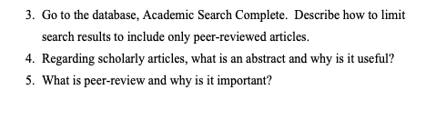 Solved 3. Go to the database, Academic Search Complete. | Chegg.com