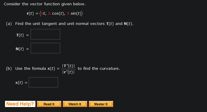 Solved Consider the vector function given below. | Chegg.com