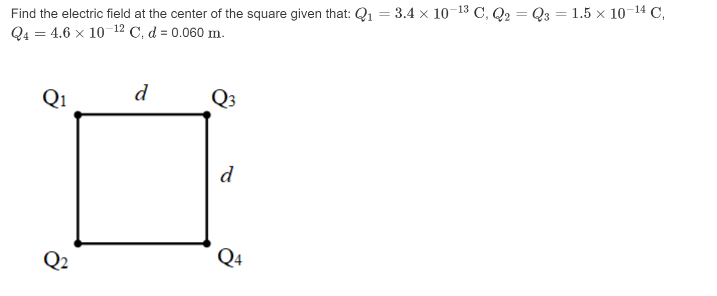 Solved Find the electric field at the center of the square | Chegg.com