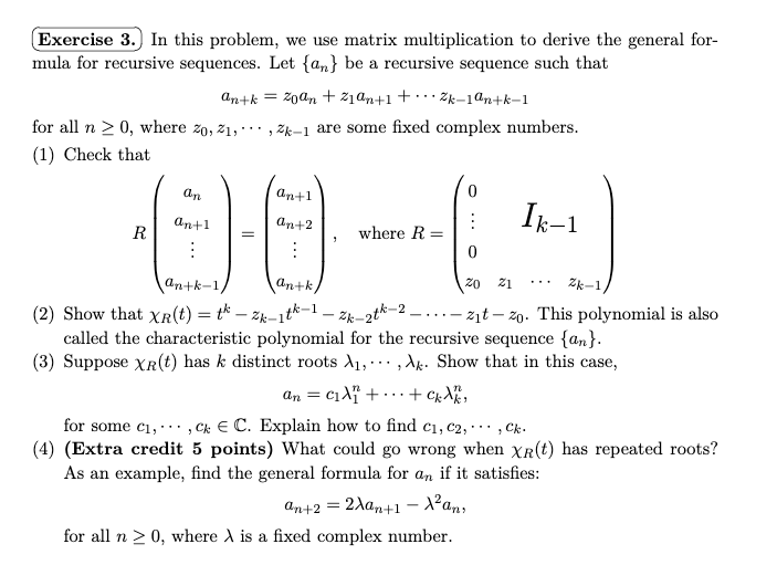 Solved Exercise 3. In this problem, we use matrix | Chegg.com