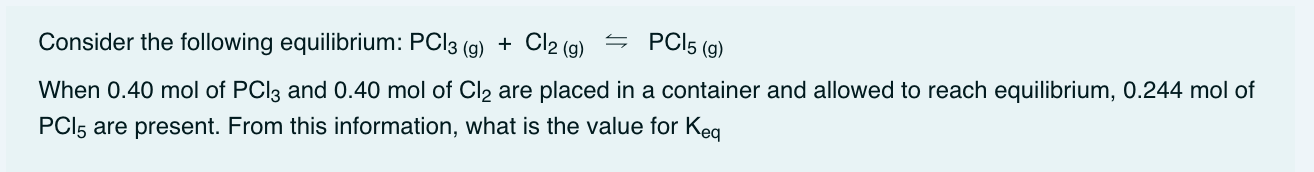 Solved Consider the following equilibrium: PCl3( g)+Cl2( | Chegg.com