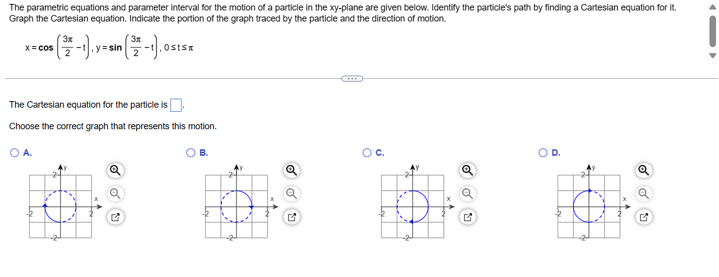 Solved The parametric equations and parameter interval for | Chegg.com