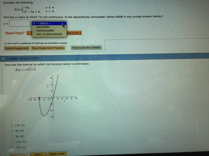 Solved Consider the following. f(x) = {-5x, x | Chegg.com