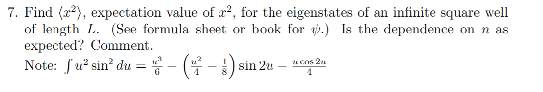 Solved Find , expectation value of x^2 , for the | Chegg.com