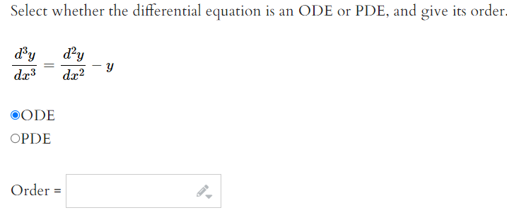 Solved Select whether the differential equation is an ODE or | Chegg.com