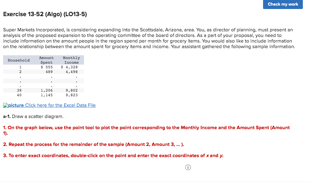 Solved Check my work Exercise 13-52 (Algo) (LO13-5) Super | Chegg.com