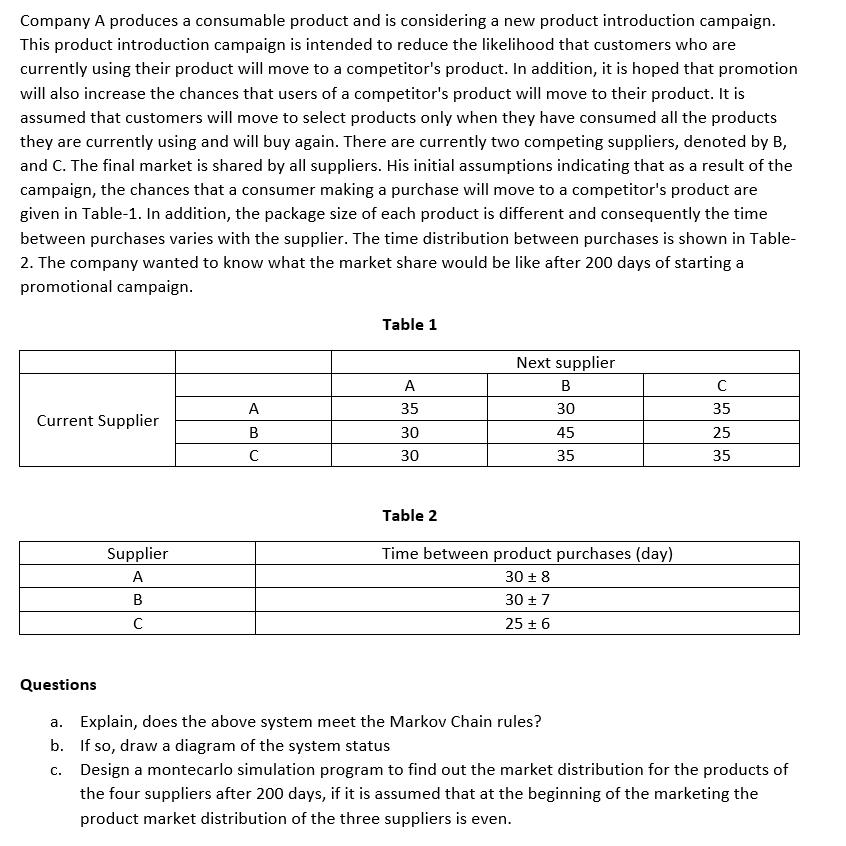Company A produces a consumable product and is | Chegg.com