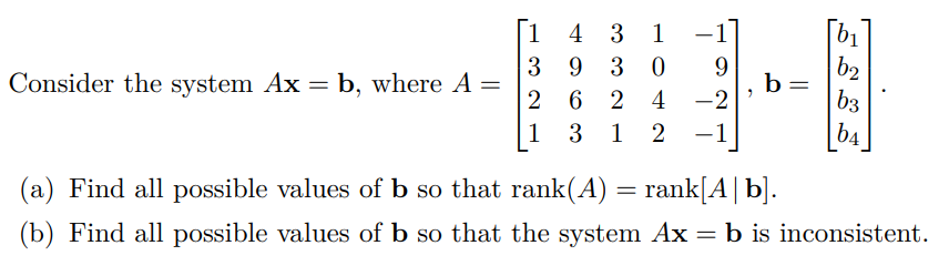 Solved 61 Consider the system Ax =b, where A = 1 4 3 1 3 93 | Chegg.com