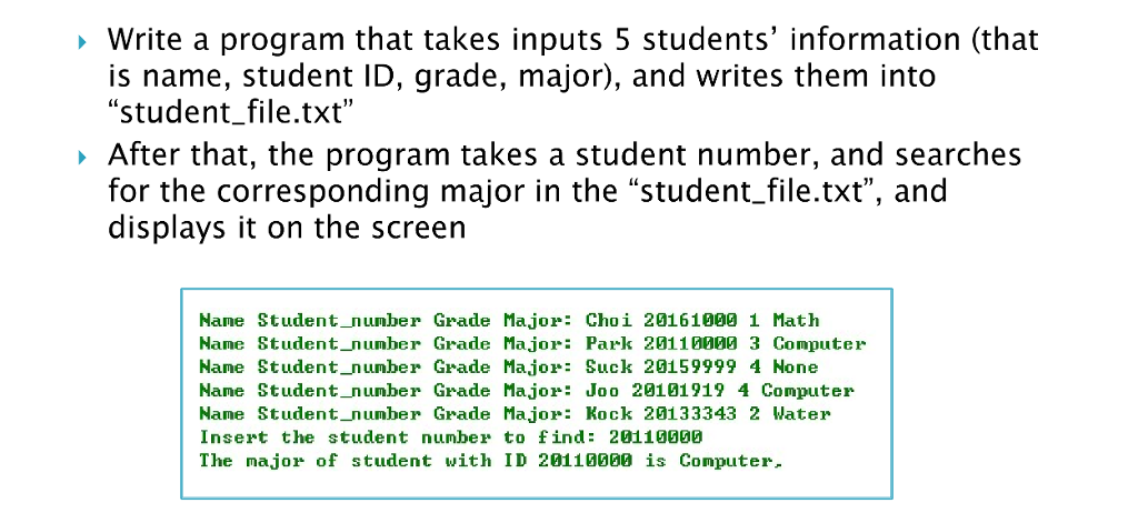 Solved ? Write a program that takes inputs 5 students' | Chegg.com