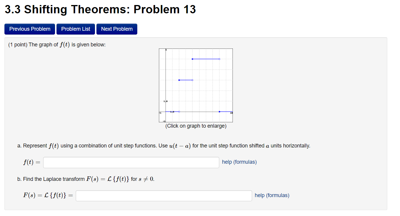 Solved 3.3 Shifting Theorems: Problem 13 Previous Problem | Chegg.com