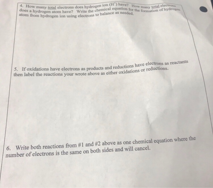 Solved many total electrons does hydrogen ion(H+)have? | Chegg.com