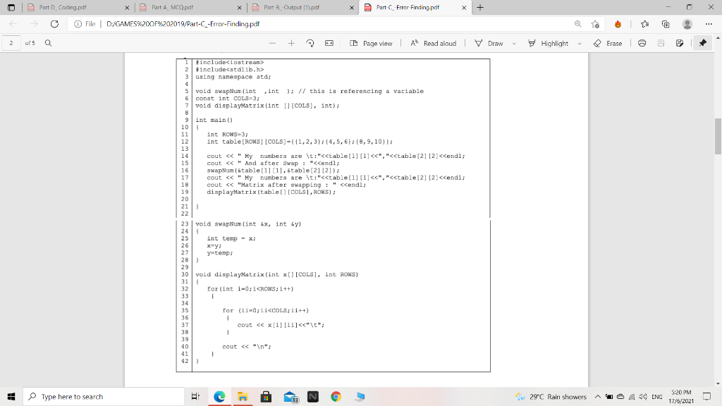Solved \ Find a total of only Five (5) errors in the | Chegg.com