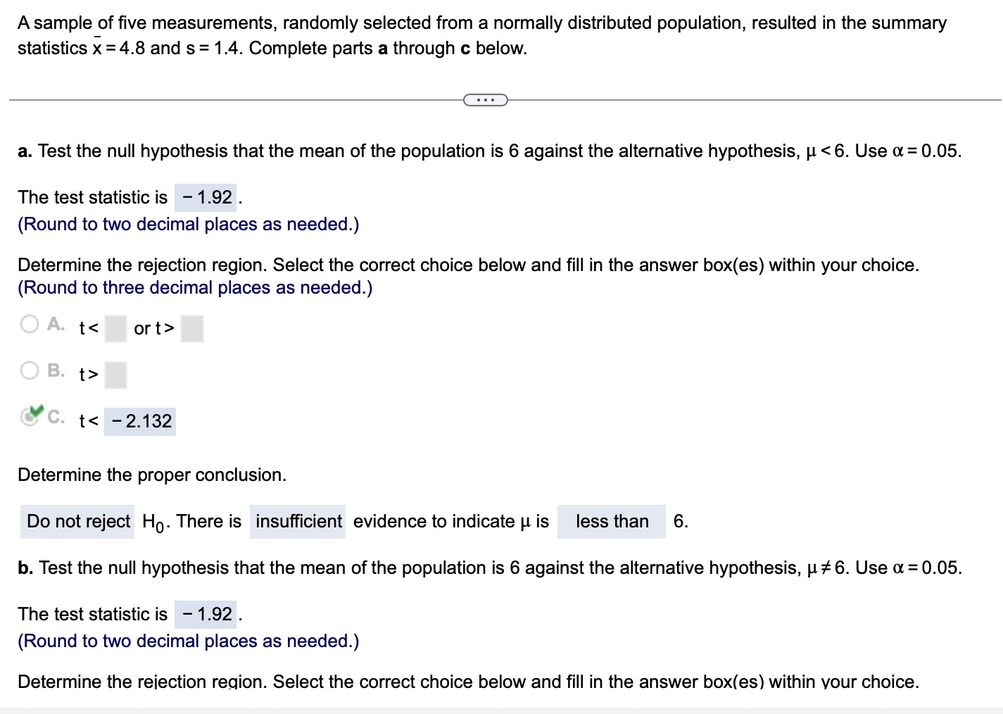 Solved A sample of five measurements, randomly selected from | Chegg.com