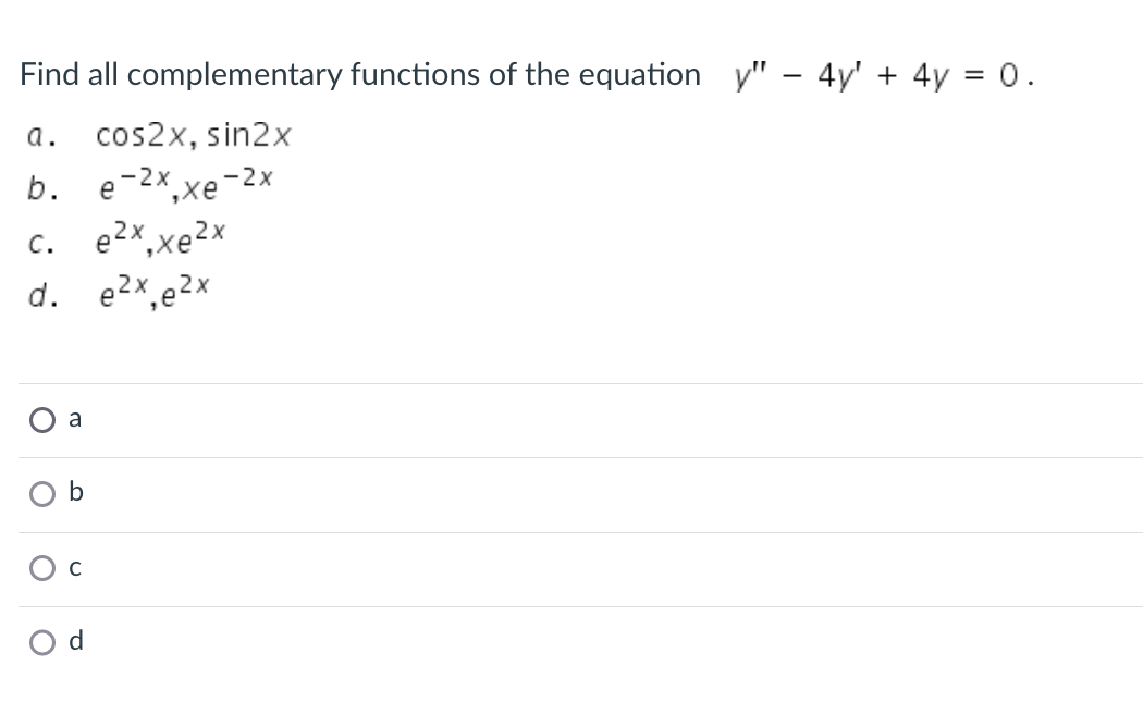 Solved Find all complementary functions of the equation | Chegg.com