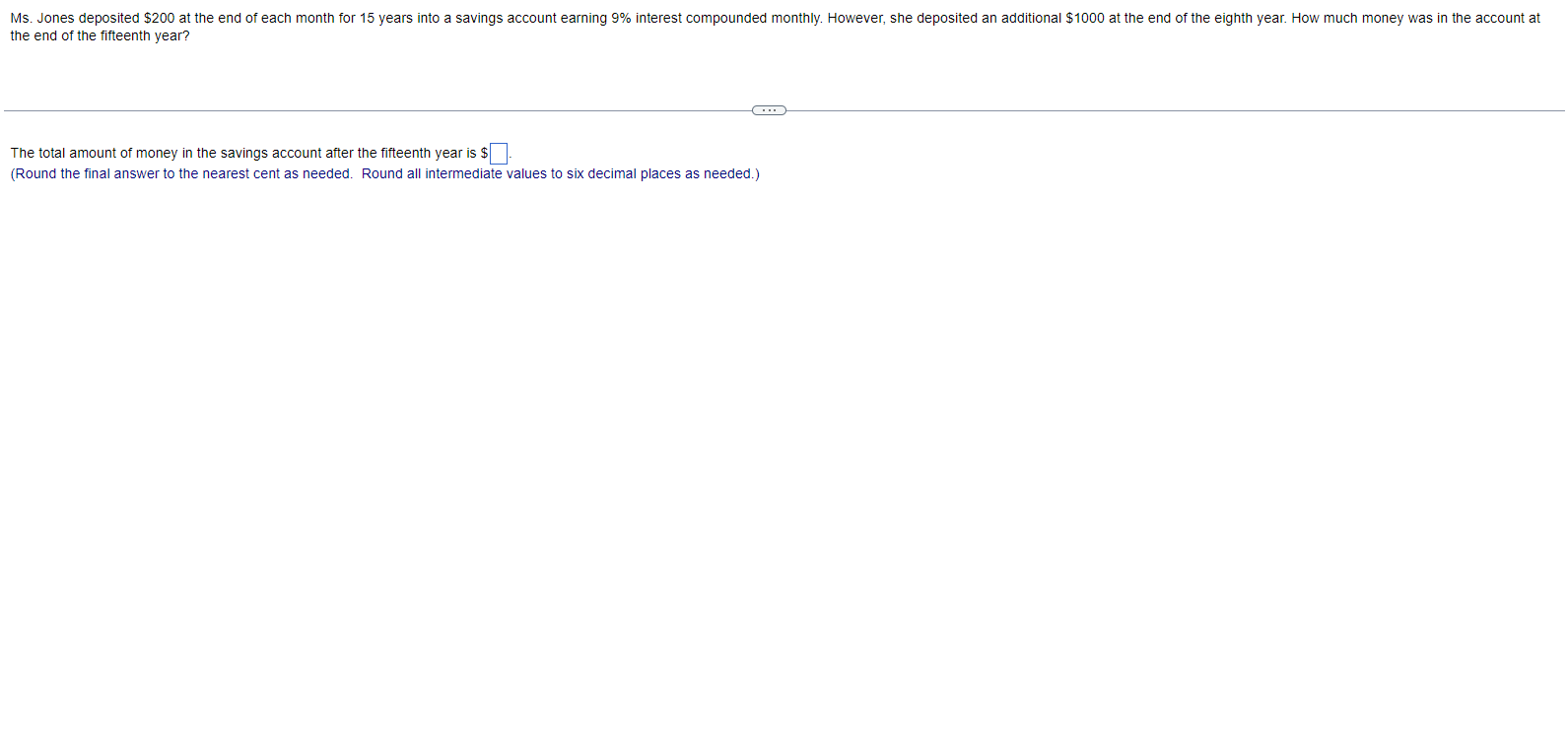 Solved The total amount of money in the savings account | Chegg.com