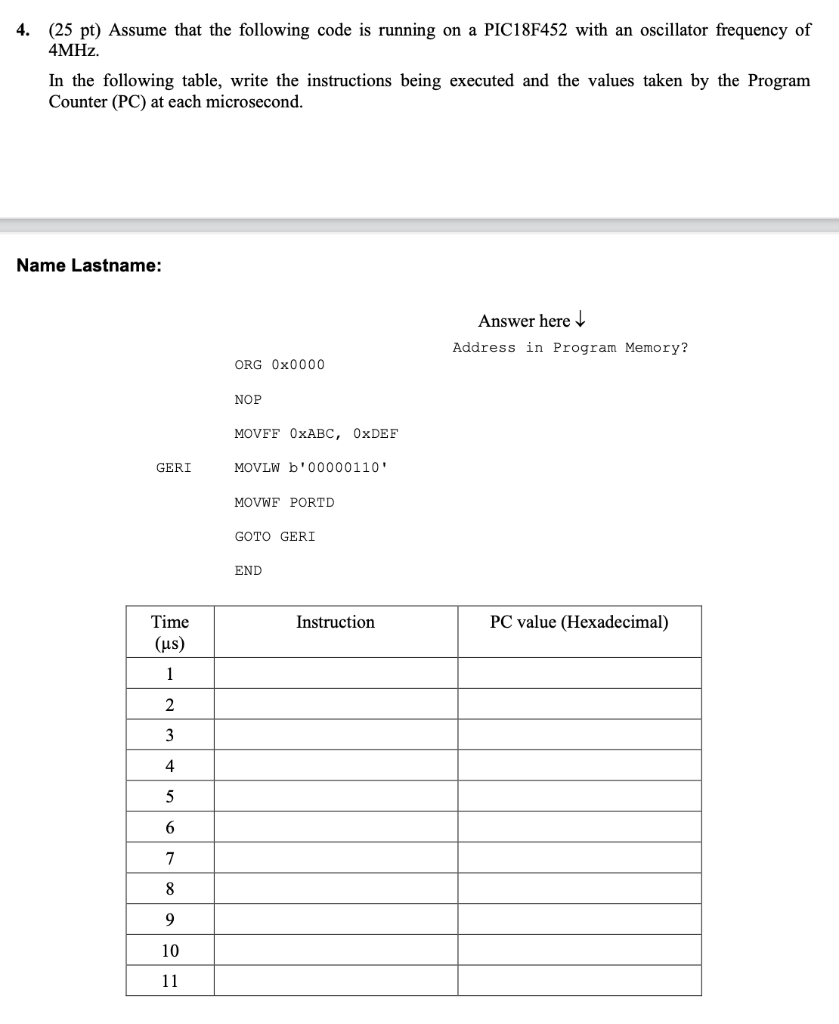 Solved 4. (25 pt) Assume that the following code is running | Chegg.com