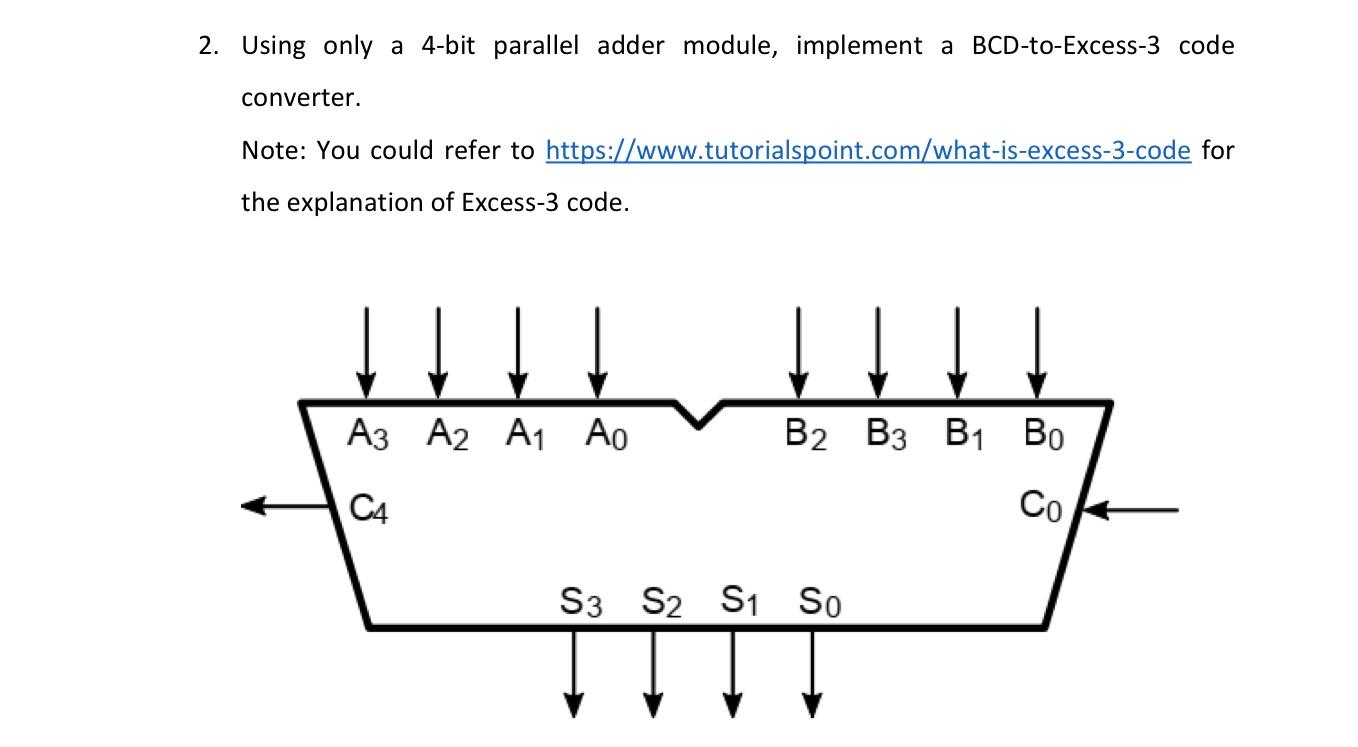 Solved 2. Using only a 4-bit parallel adder module, | Chegg.com