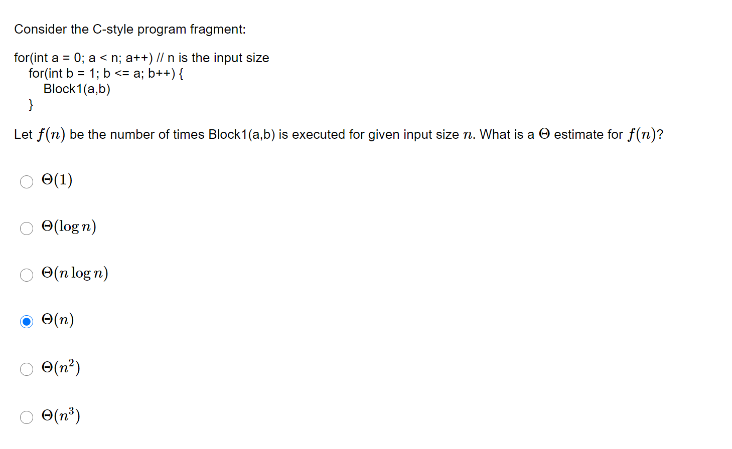 Solved Consider the C-style program fragment: for(int a = 0; | Chegg.com