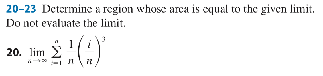 Solved 20-23 ﻿Determine a region whose area is equal to the | Chegg.com